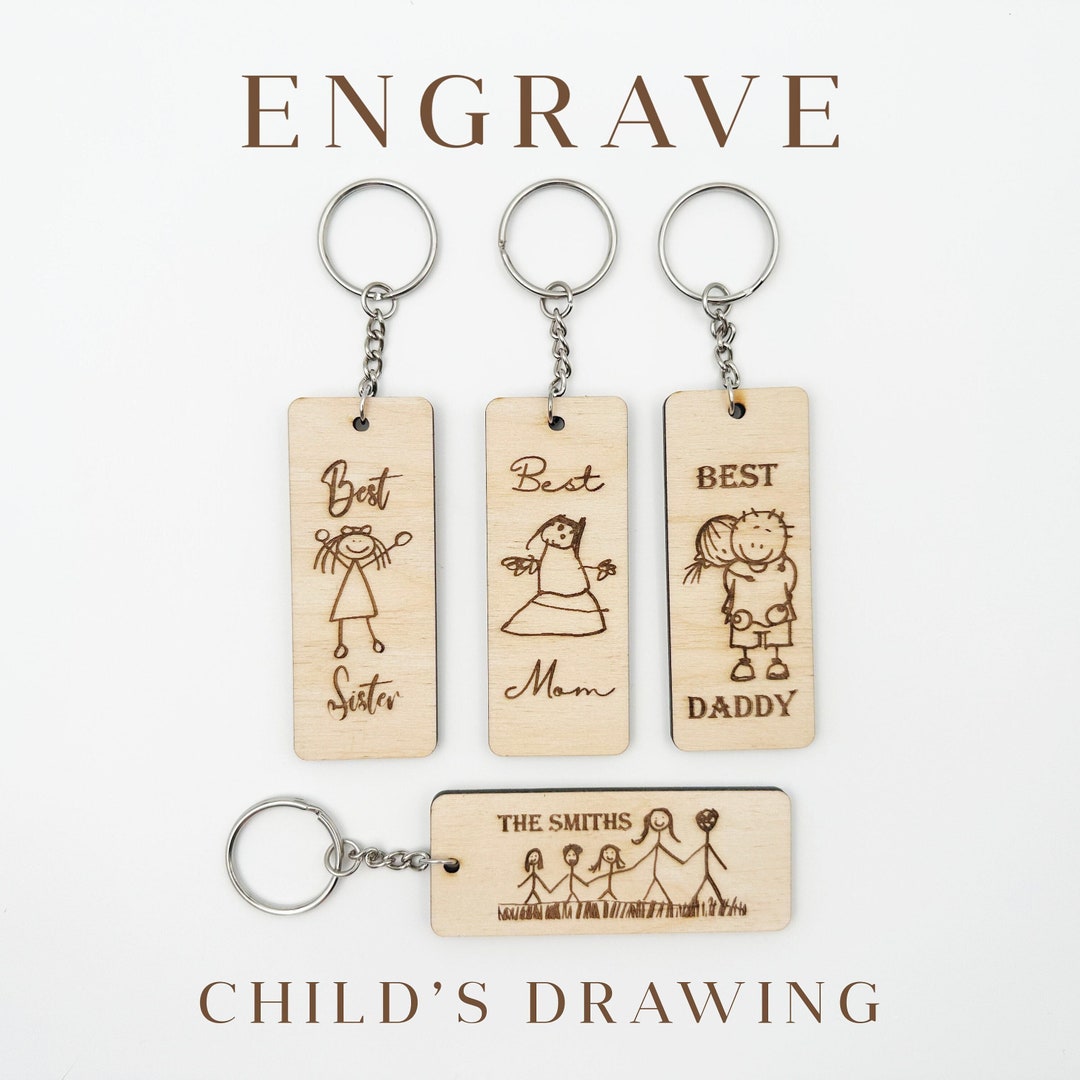 Custom Wood Keychain With Your Drawing Handwriting Personalized ...