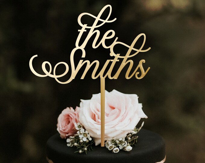 Custom Name Gold Wedding Cake Topper, Personalized Cake Topper, Custom ...