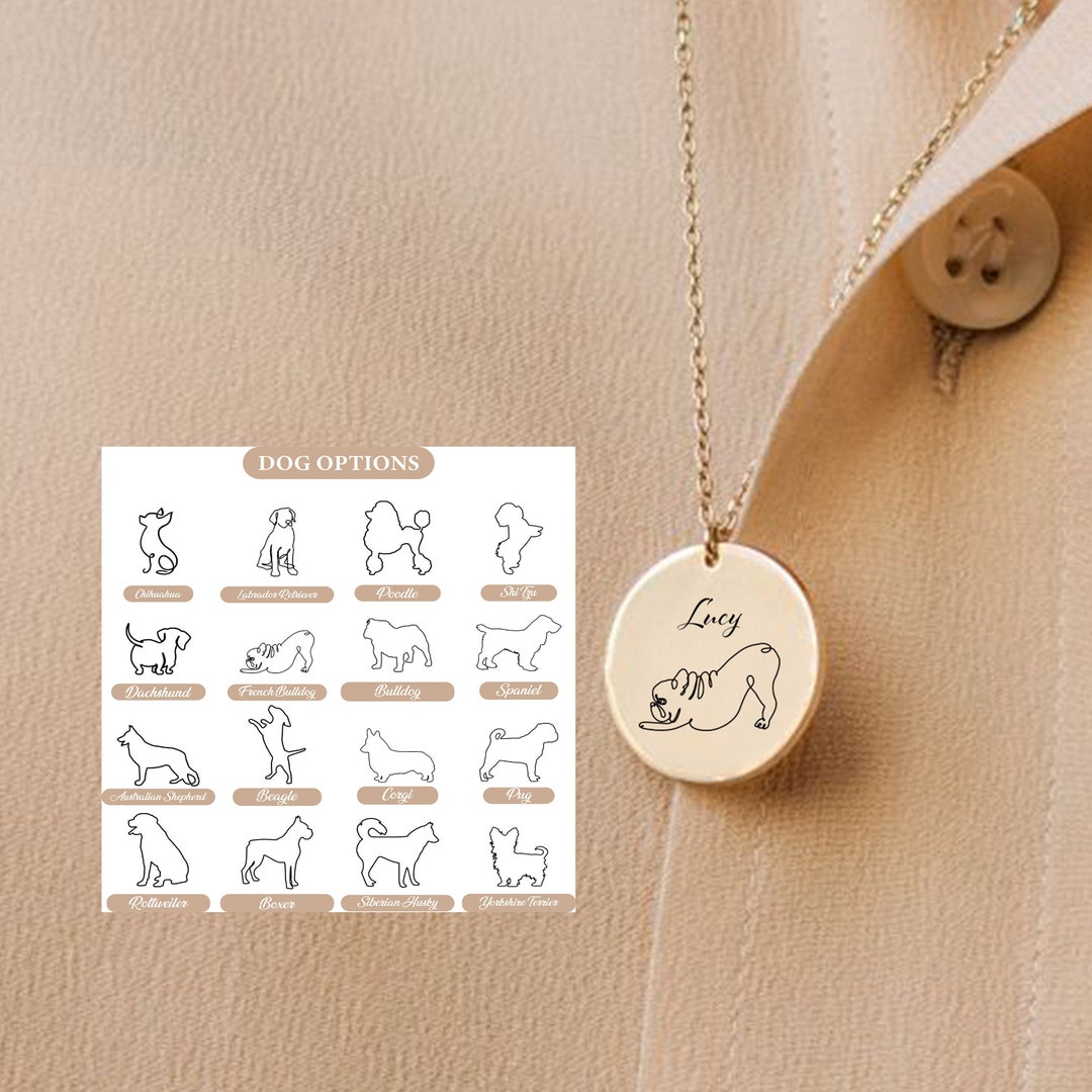 Custom Dog Necklace With Name, Personalized Jewelry for Women, French ...