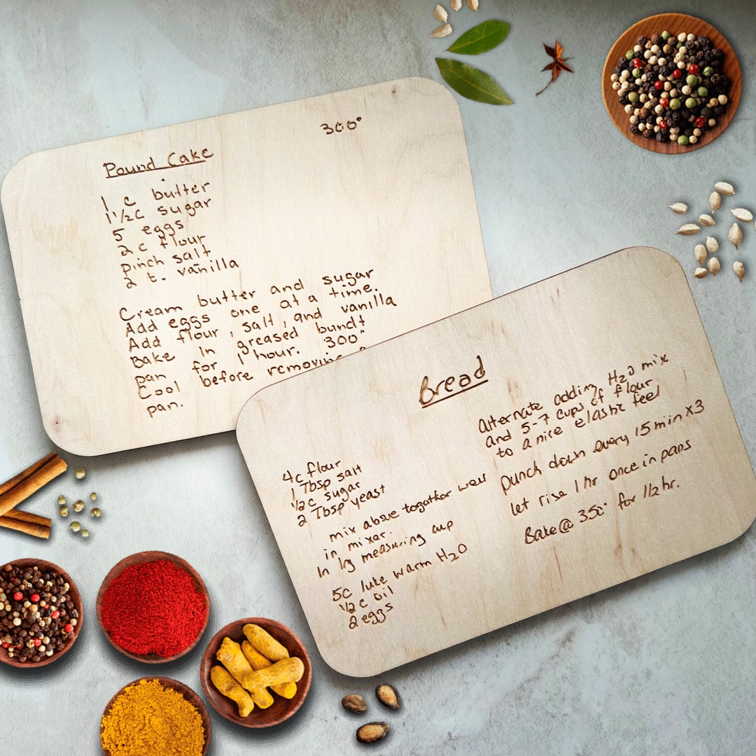 Personalized Engraved Recipe, Wooden Recipe Cards, Grandma's ...