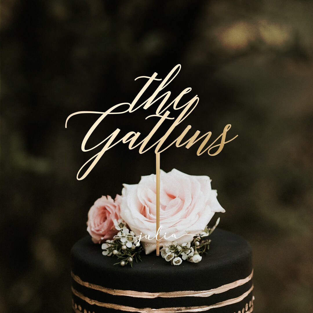 Custom Cake Topper | Wedding Cake Topper | Gold Personalized Cake ...