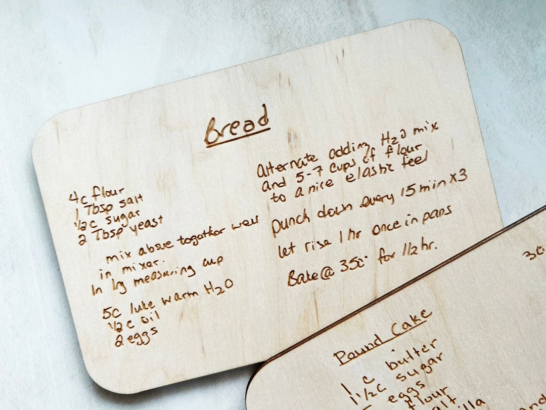 Handwritten Wood Recipe Card, Custom Wood Recipe Card, Handwritten ...