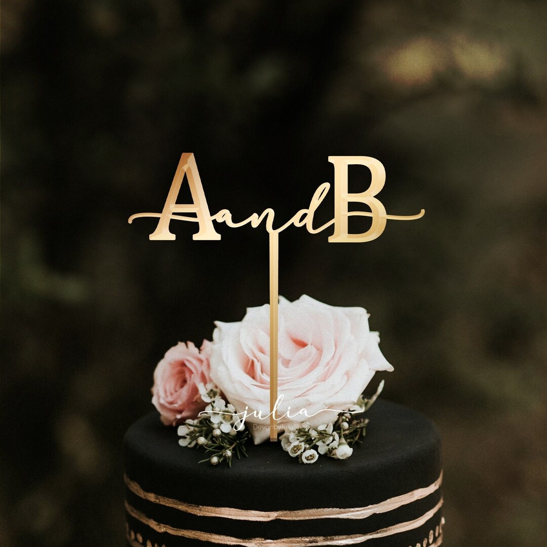 Personalized Gold Wedding Cake Topper Custom Initials Cake Topper Mr ...