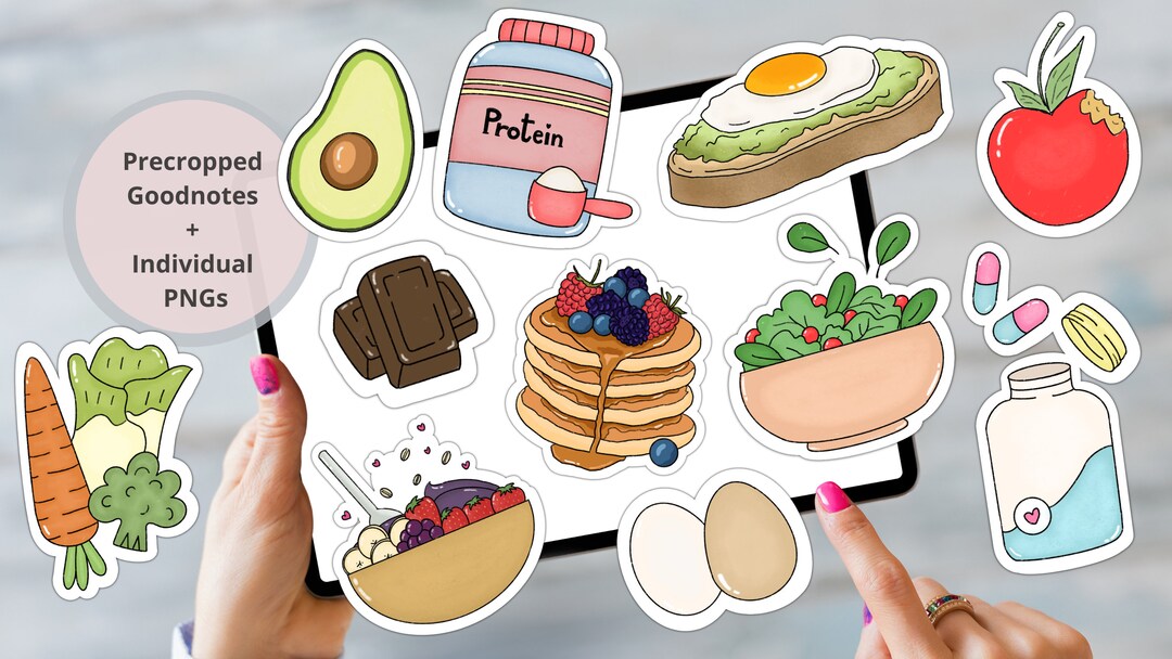 Healthy Food DIGITAL STICKERS for Digital Planner, Precropped Goodnotes ...