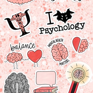 Psychology Printed STICKERS Set, Psychology Student Stickers, Bullet ...