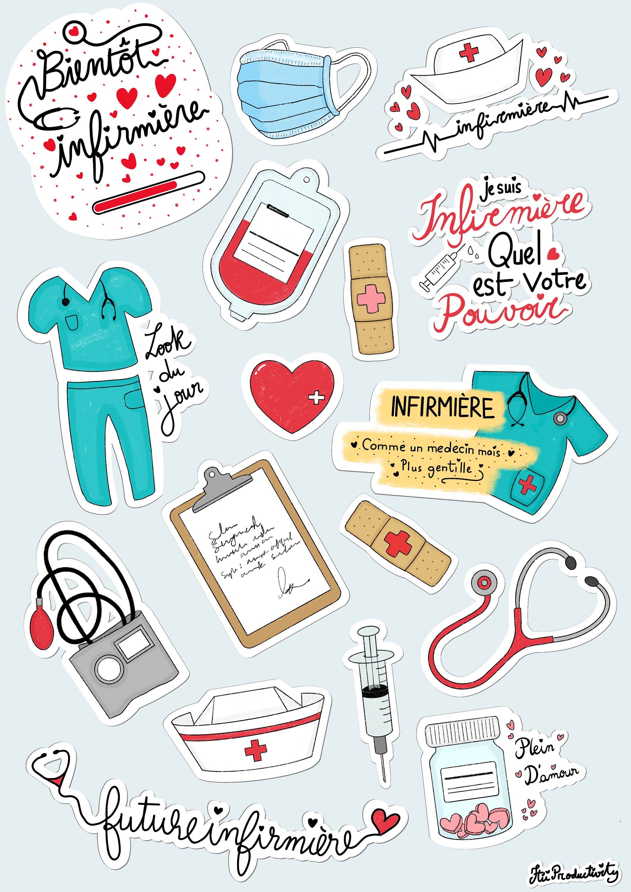 French Nursing DIGITAL STICKERS for digital planner | Etsy