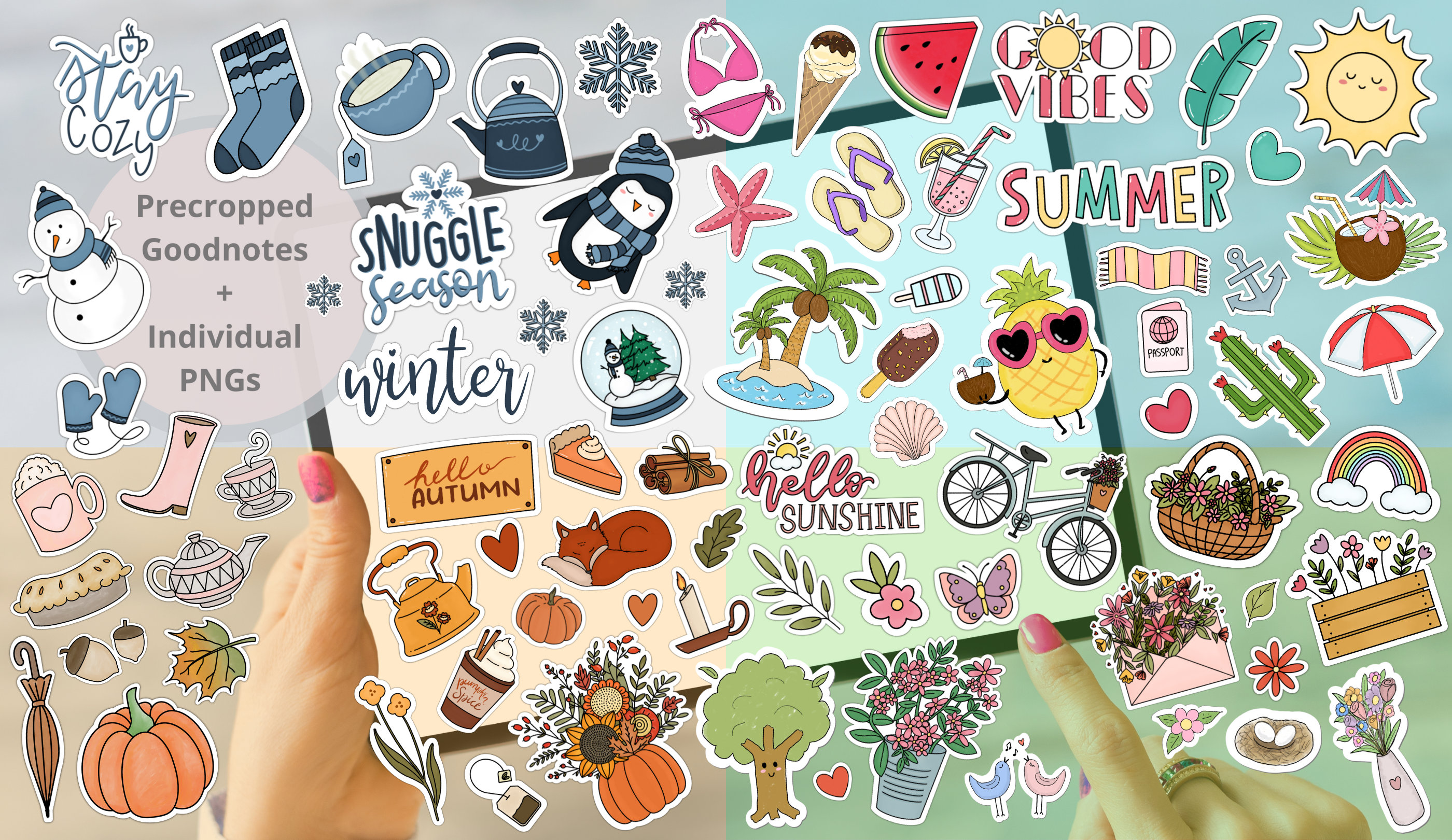 Four Seasons DIGITAL STICKERS Pack for Digital Planner - Etsy