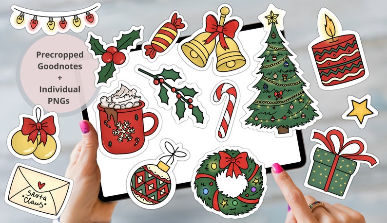 Christmas STICKERS for Digital Planner, Precropped Goodnotes, PNG Files ...