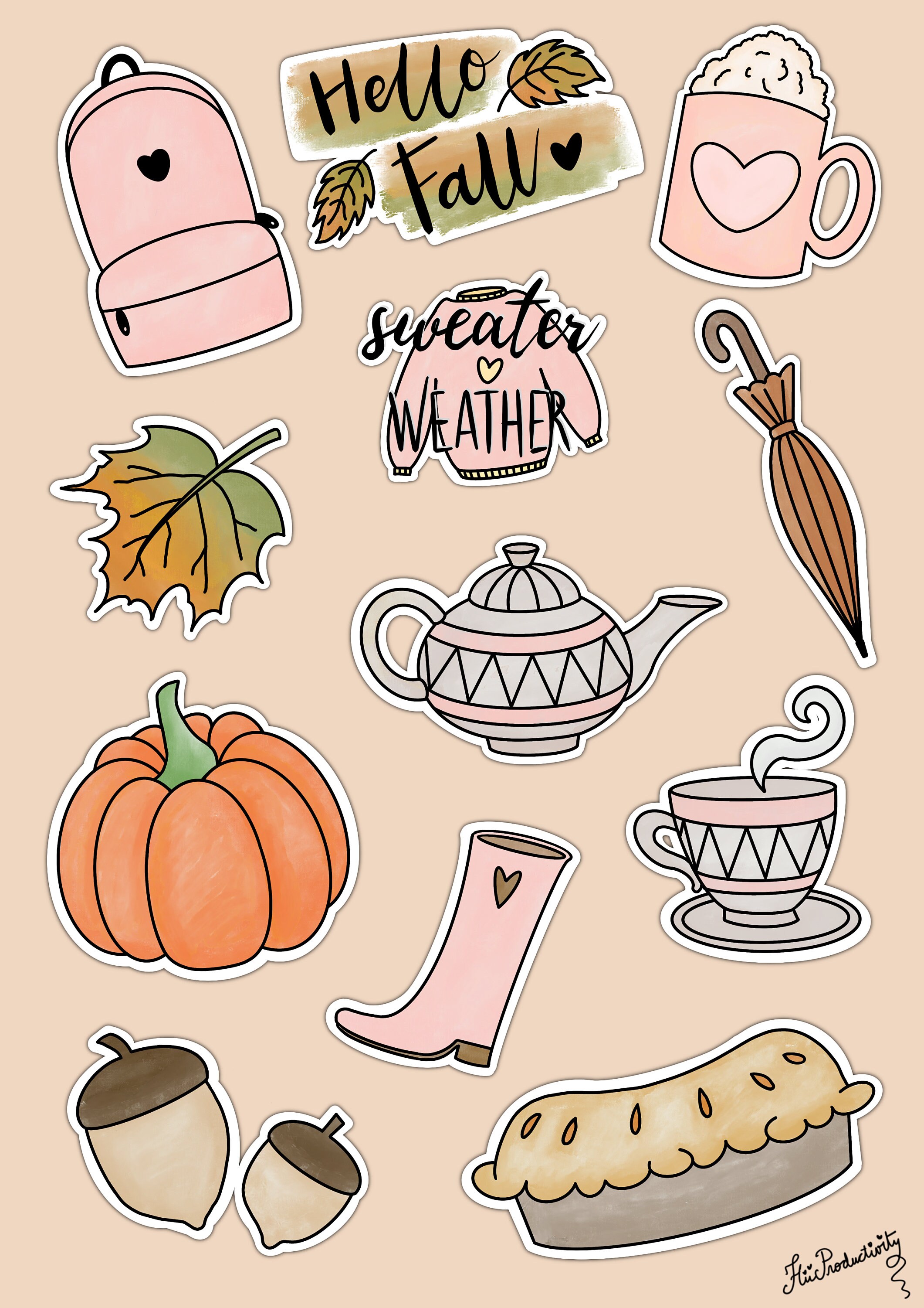 AUTUMN Digital STICKERS for Planning, Pre-cropped Goodnotes and PNG ...