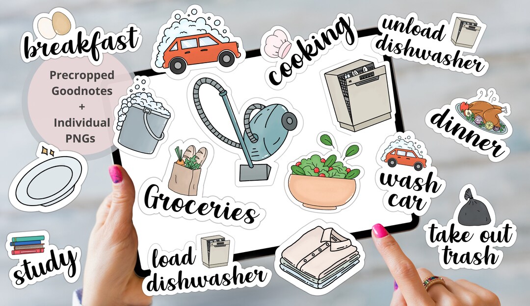 Home Tasks DIGITAL STICKERS for Digital Planner, Precropped Goodnotes ...