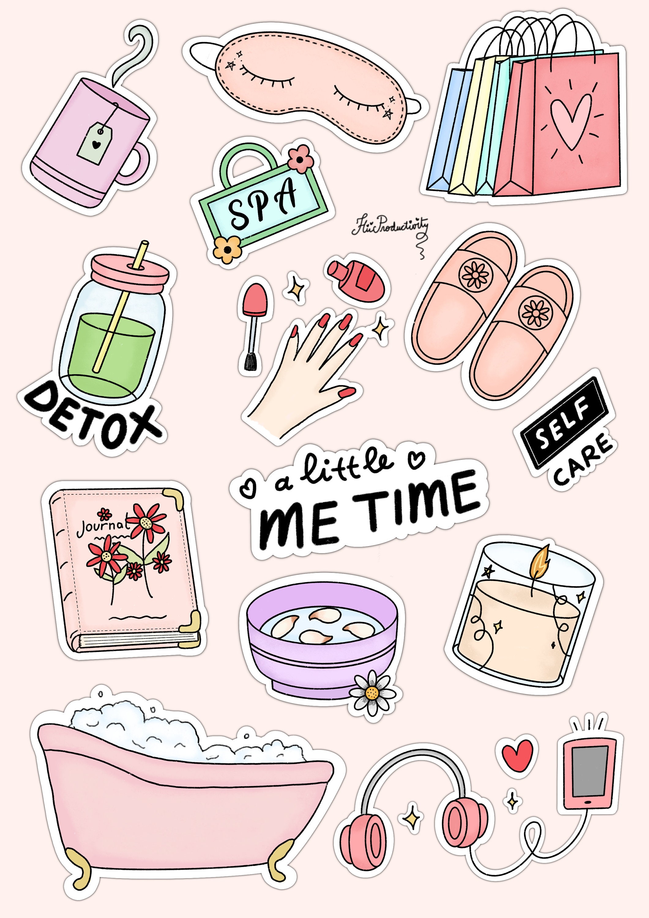 Self Care DIGITAL STICKERS for Digital Planner Precropped - Etsy