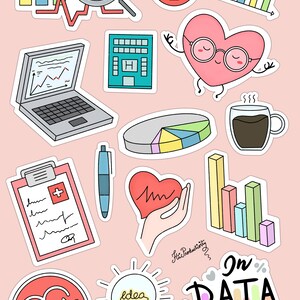 Healthcare DATA Digital STICKERS Set for Digital Planner, Precropped ...
