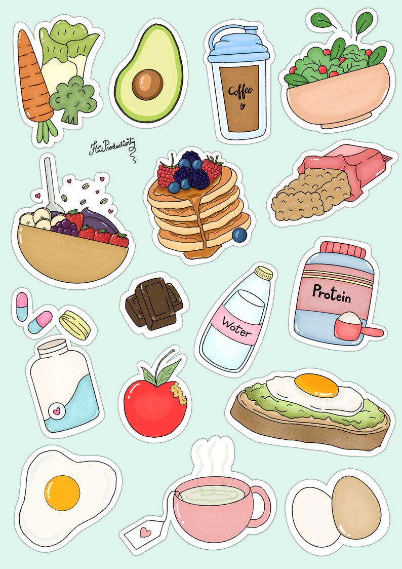 Healthy Food DIGITAL STICKERS for Digital Planner and | Etsy