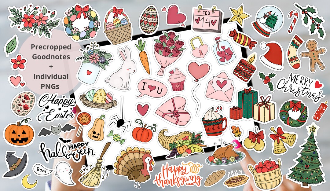 Holidays DIGITAL STICKERS Pack for Digital Planner, Precropped ...
