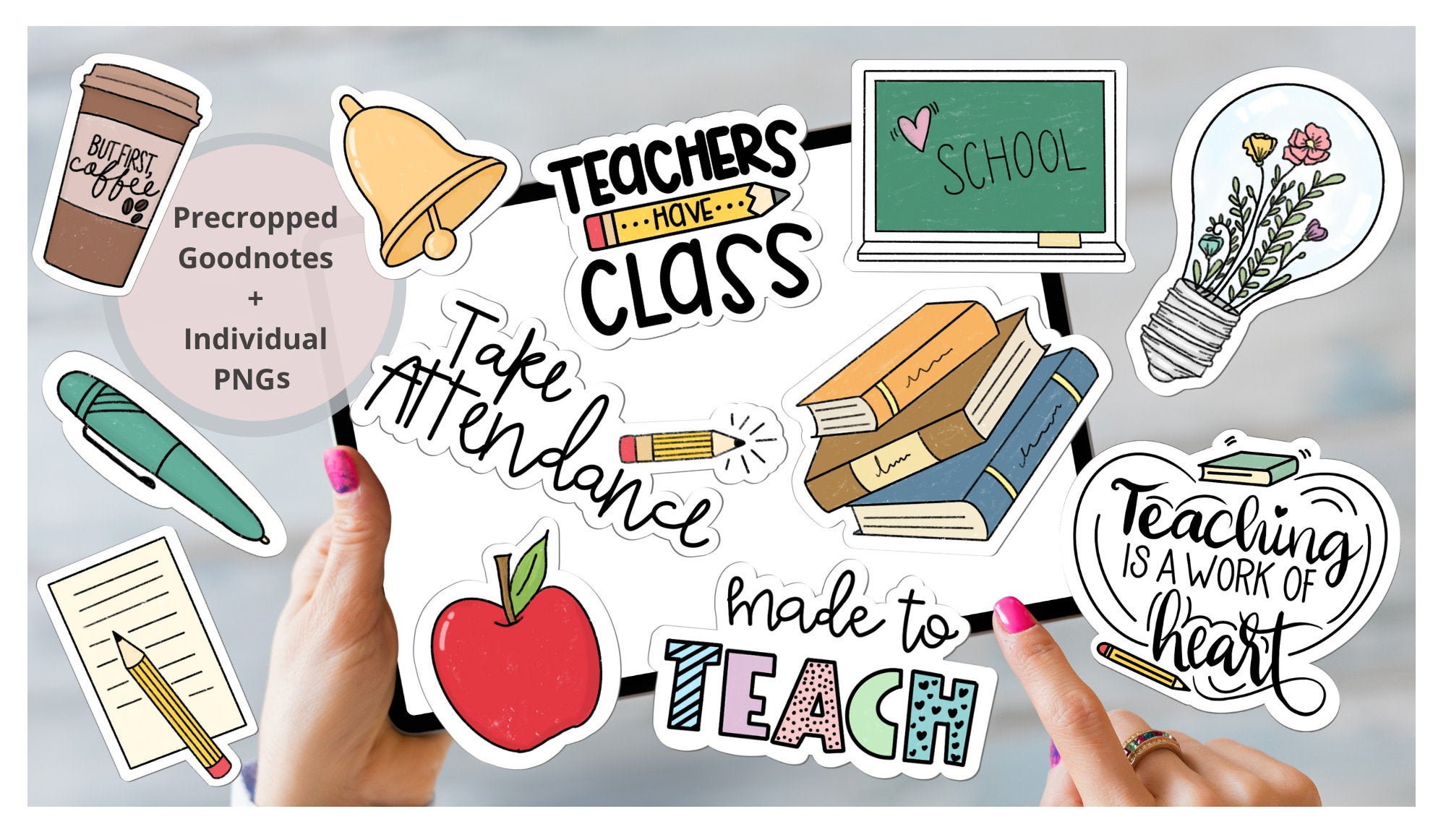 Teacher DIGITAL STICKERS Digital Planner Precropped - Etsy