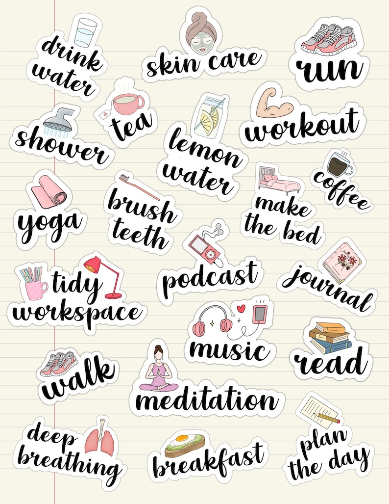 Morning Routine DIGITAL STICKERS for Digital Planner - Etsy
