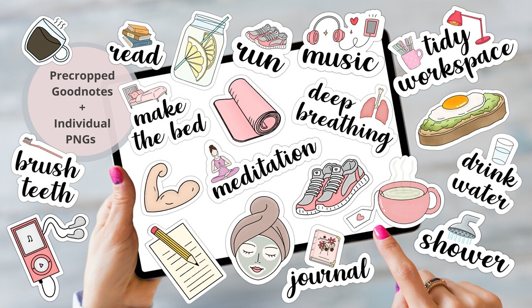 Morning Routine DIGITAL STICKERS for Digital Planner, Precropped ...