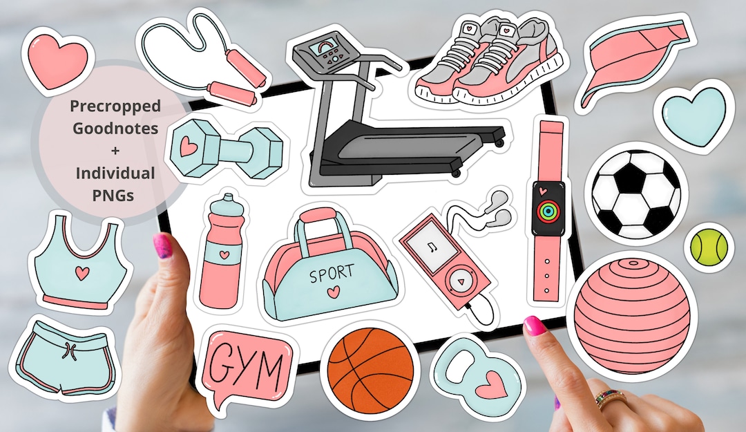Sport Gym DIGITAL STICKERS for Digital Planner, Precropped Goodnotes ...