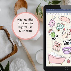 Self Care DIGITAL STICKERS for Digital Planner, Precropped Goodnotes ...