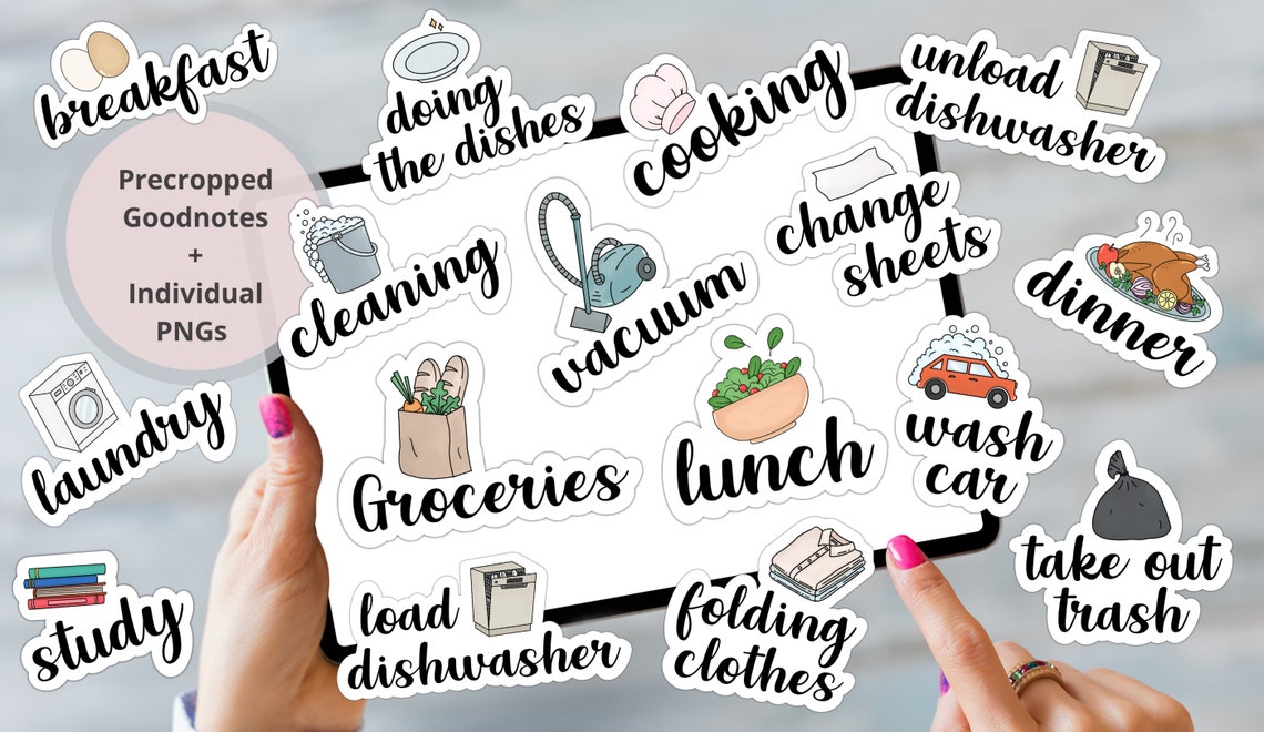 Home Tasks DIGITAL STICKERS for Digital Planner Precropped - Etsy