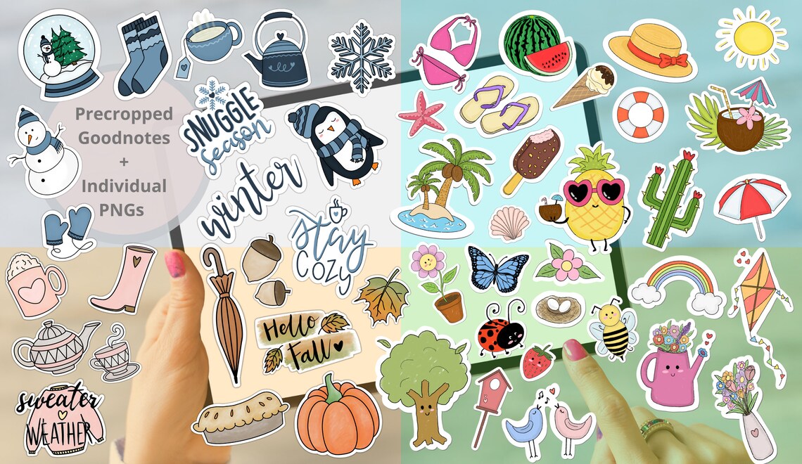 Four Seasons DIGITAL STICKERS Pack for Digital Planner | Etsy