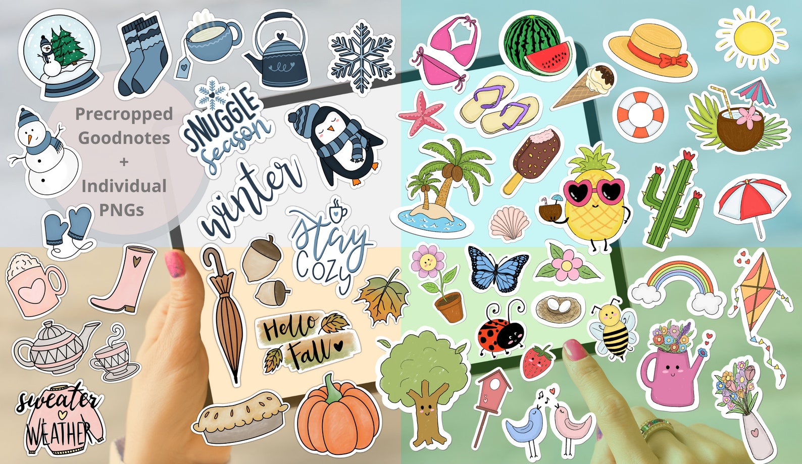 Four Seasons DIGITAL STICKERS Pack for Digital Planner | Etsy