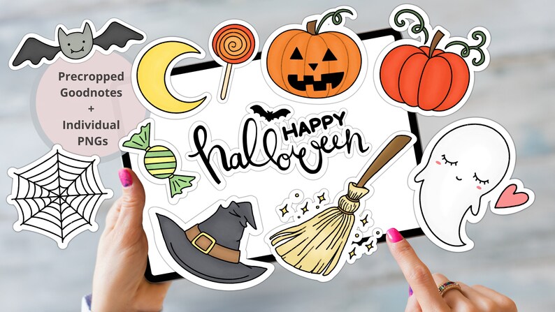 Halloween STICKERS for Digital Planner Pre-cropped Goodnotes - Etsy