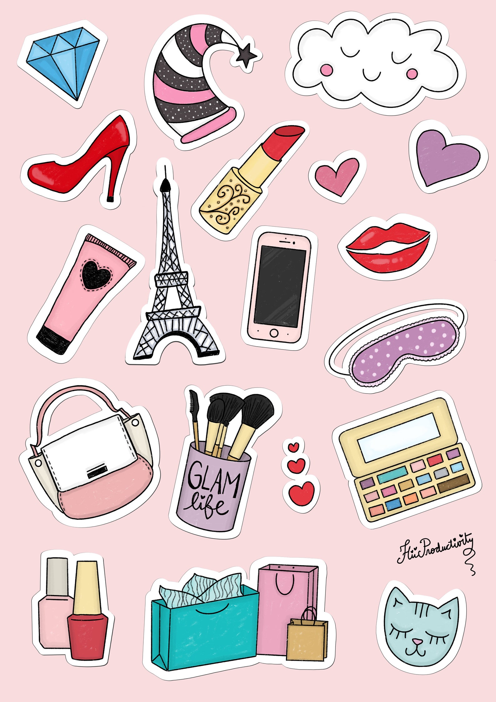 GIRLY PARIS Stickers for Digital Planner Precropped Goodnotes - Etsy