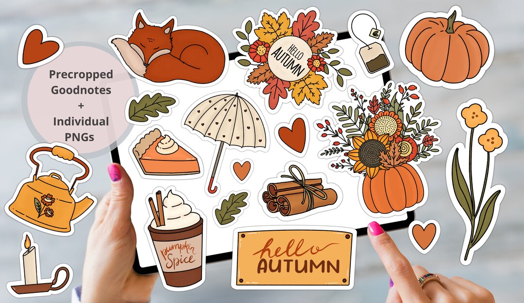 Autumn DIGITAL STICKERS for Planning, Precropped Goodnotes and PNG ...