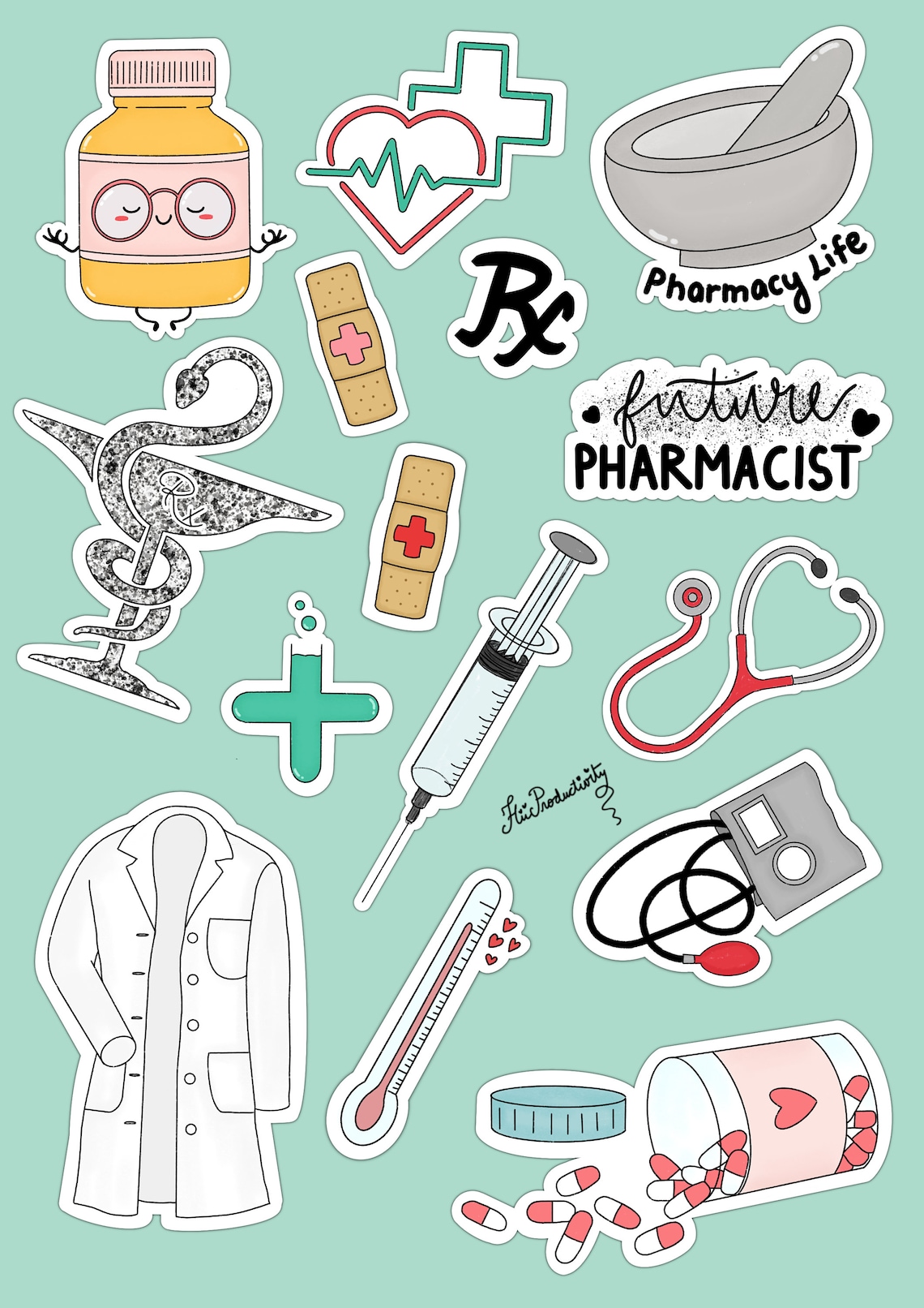Pharmacy DIGITAL STICKERS Set for Digital Planner Precropped - Etsy