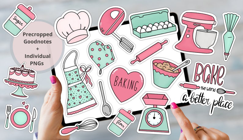 Baking DIGITAL STICKERS Set for Digital Planner, Precropped Goodnotes ...