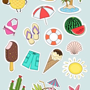 Summer DIGITAL STICKERS for Digital Planner, Precropped Goodnotes ...