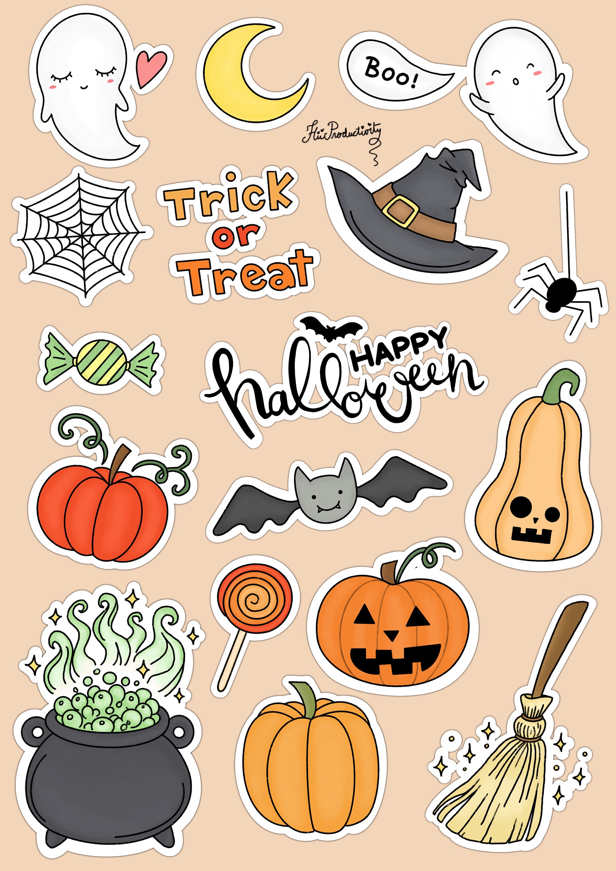 Halloween STICKERS for Digital Planner Pre-cropped Goodnotes - Etsy