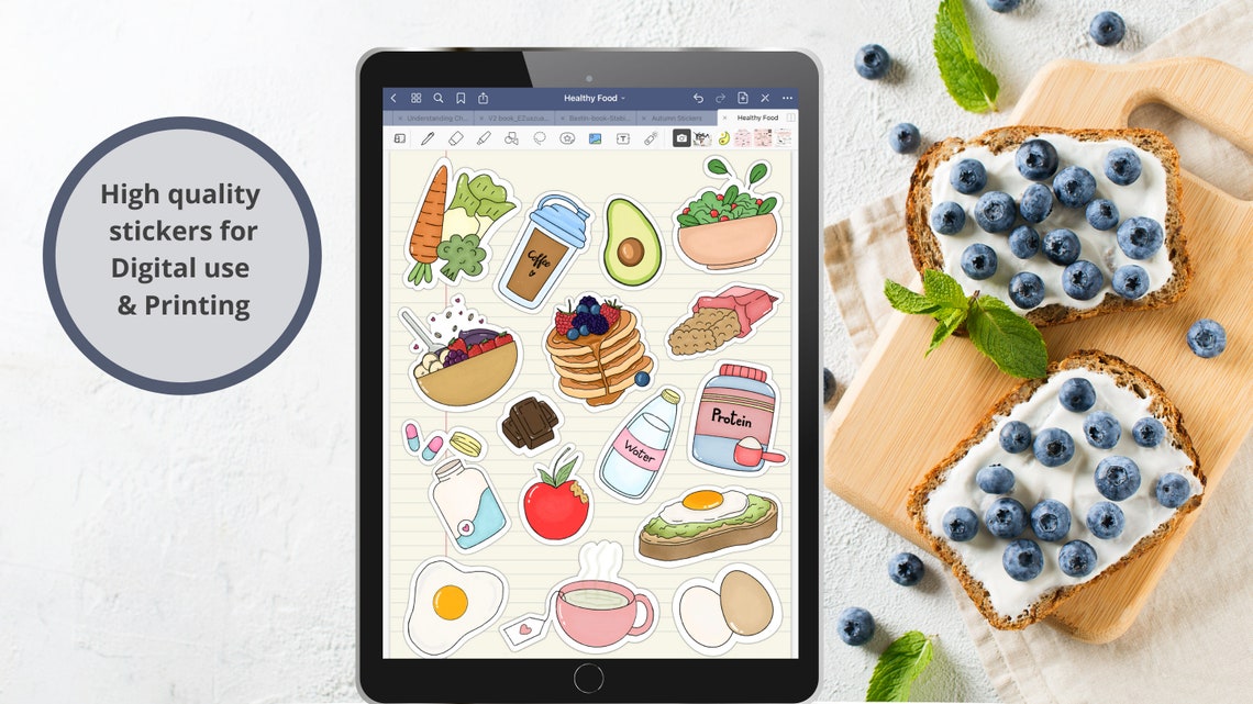 Healthy Food DIGITAL STICKERS for Digital Planner and | Etsy