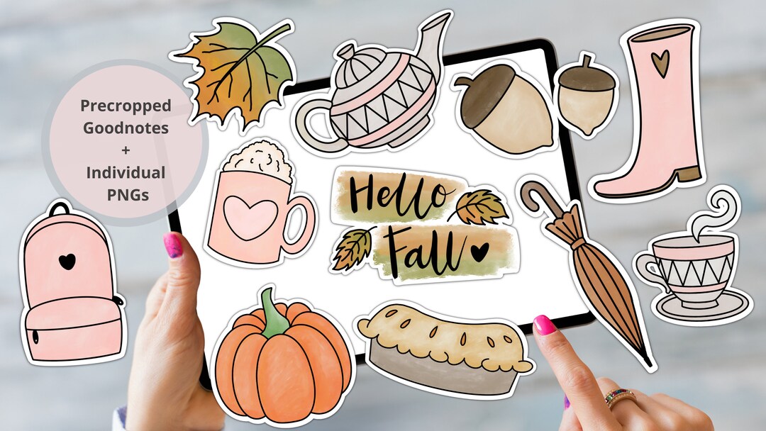 AUTUMN Digital STICKERS for Planning, Pre-cropped Goodnotes and PNG ...