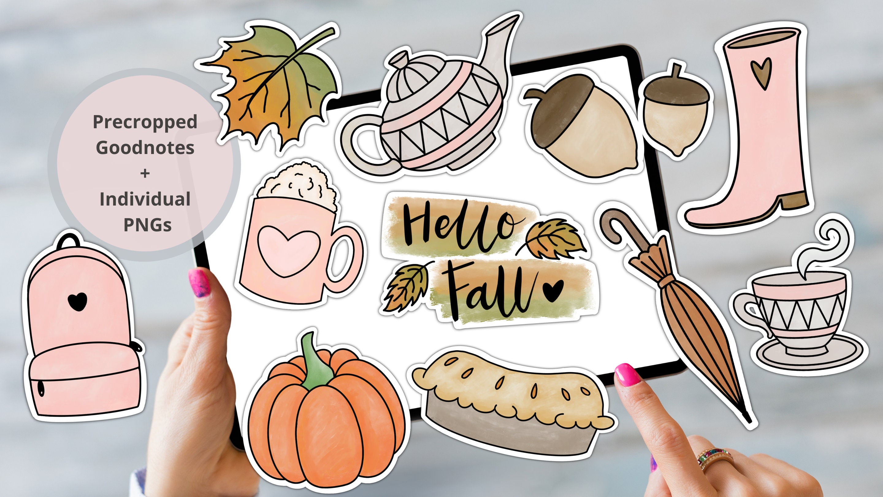 AUTUMN Digital STICKERS for Planning, Pre-cropped Goodnotes and PNG ...