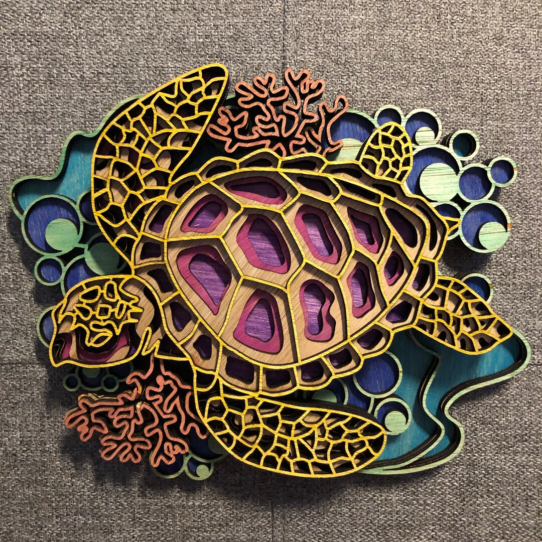 Sea Turtle Multilayer SVG DXF / Laser Cut / 3D Layer / Plywood Cutting ...