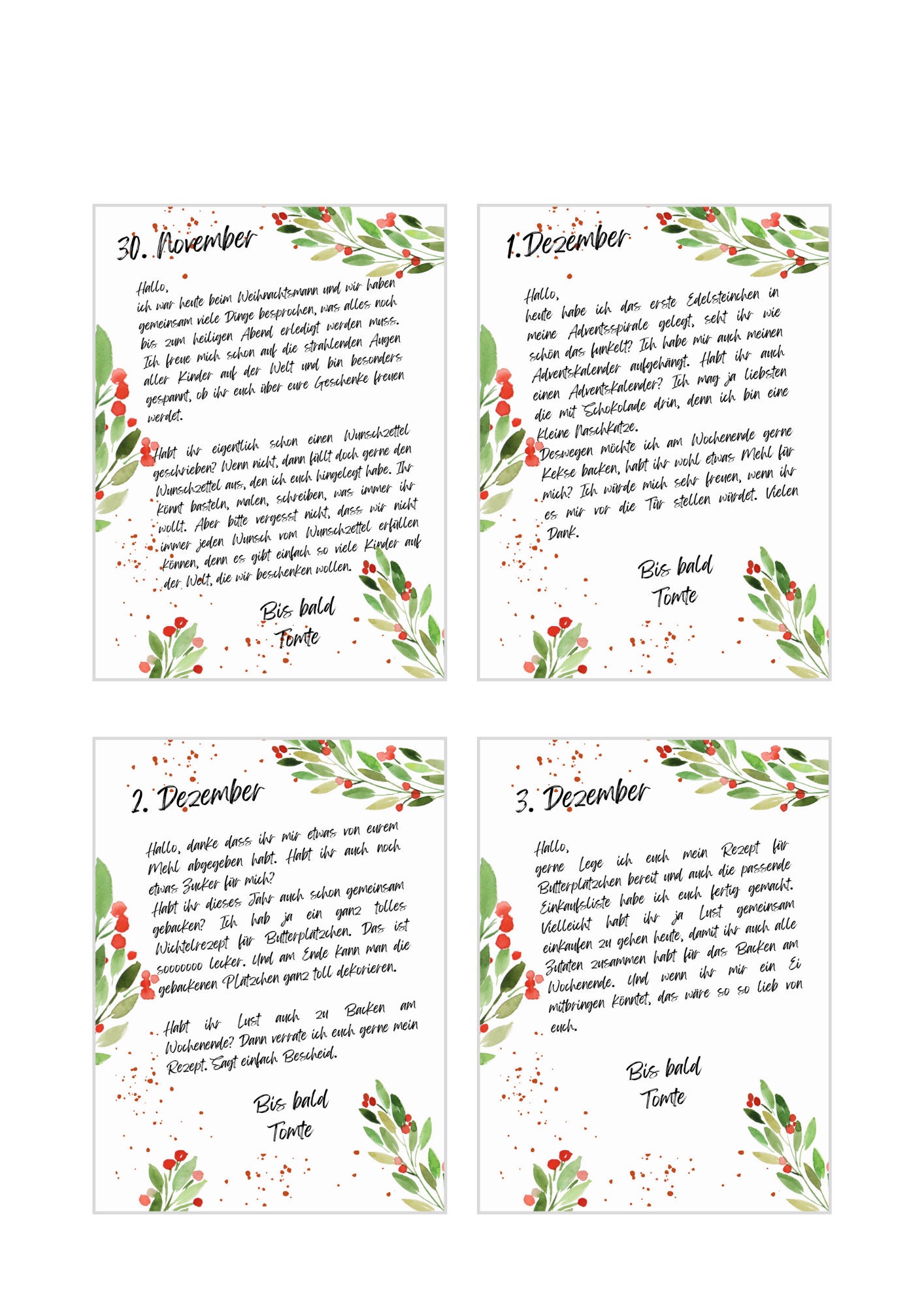 Secret Santa Letters to Print Out Set Santa Claus 1 - Etsy
