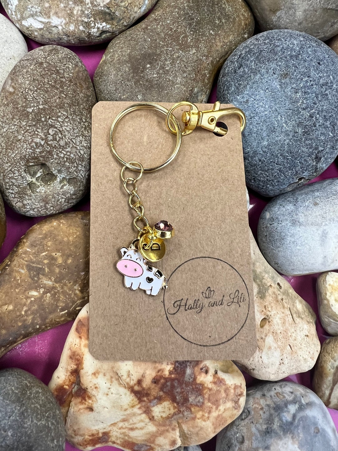 Cow Keyring, Cows Keychain, Calf Keyring, Alphabetical Initial ...