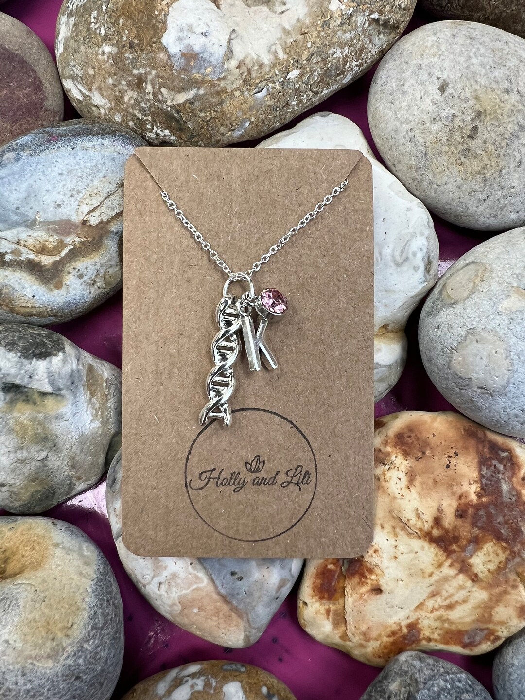 DNA Necklace, DNA Personalised Pendant Charm Necklace, Alphabet Initial ...
