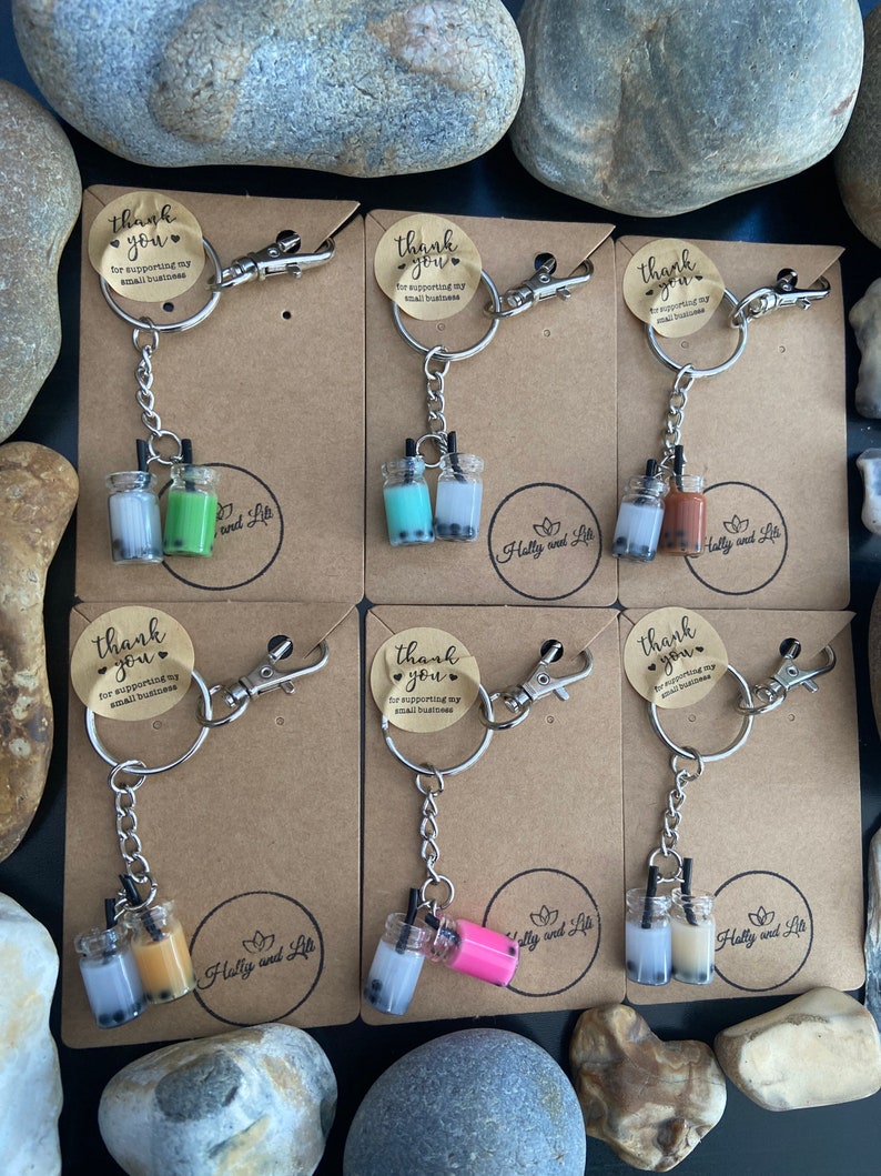 Double Bubble Tea Novelty Keyrings Choose From Many Styles | Etsy UK