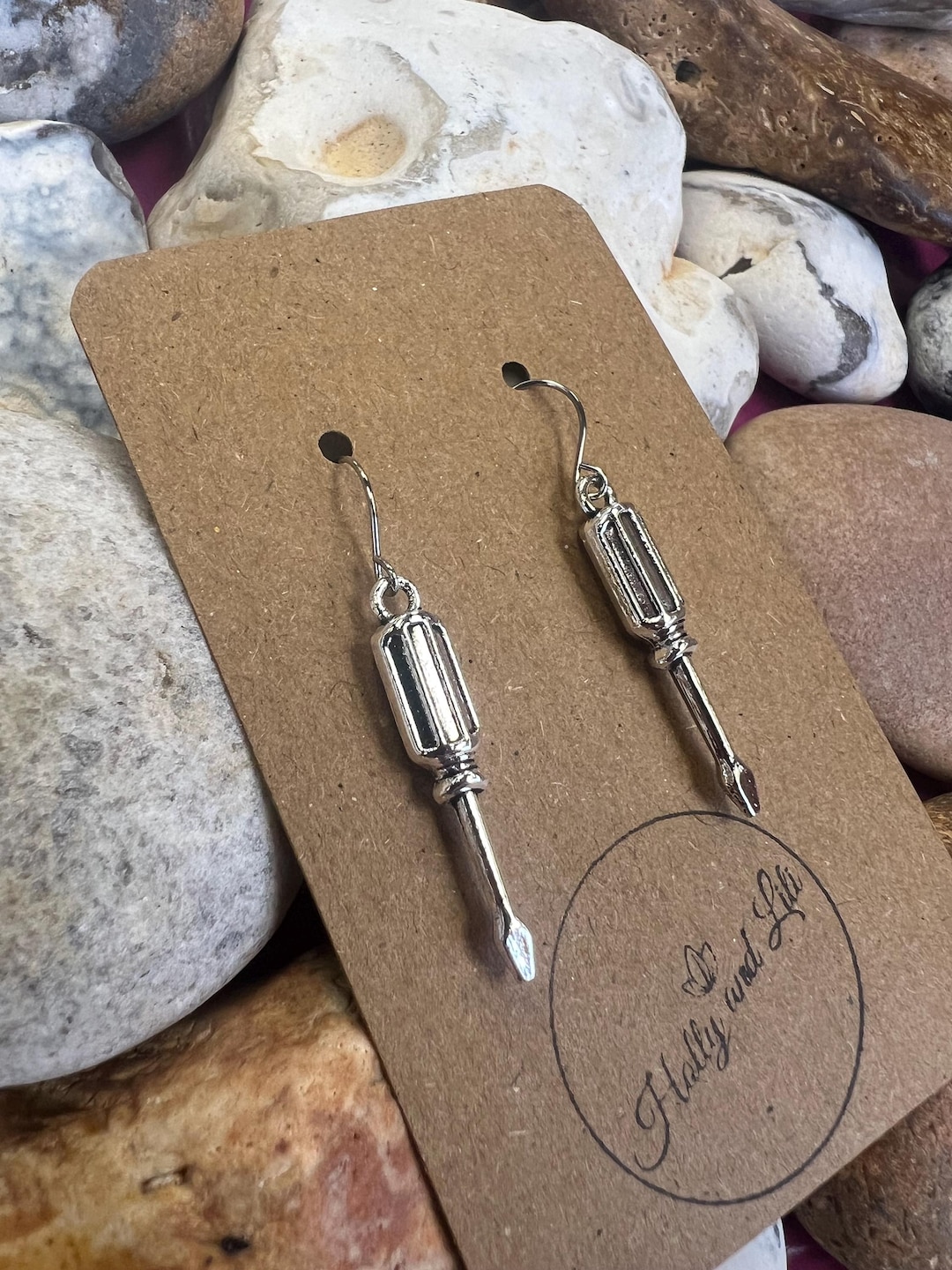 Screwdriver Earrings: Personalized Silver Tool Earrings - Etsy