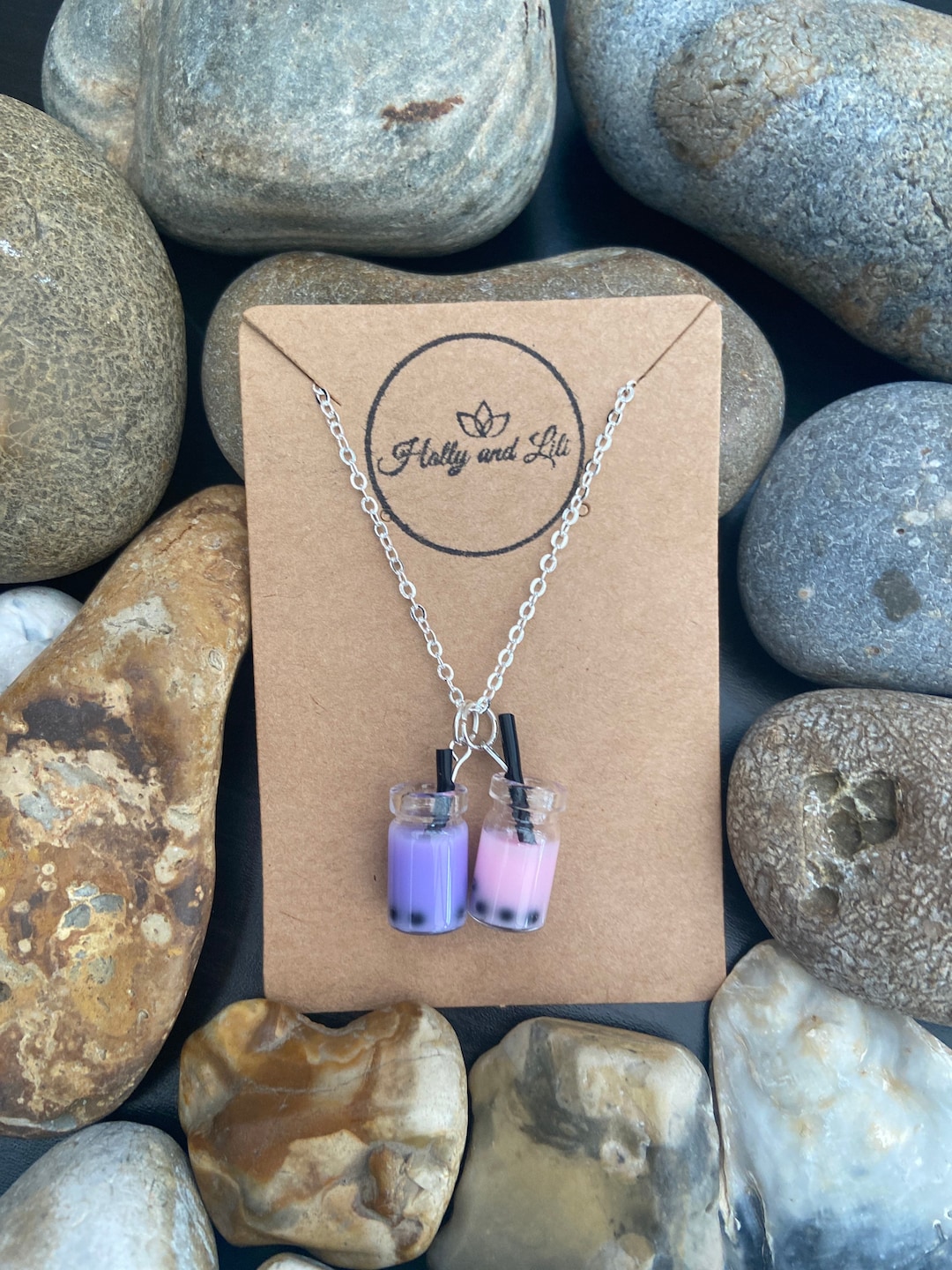 Bubble Tea Boba 2 Charm Necklace, 12 Colours, Personalised Novelty ...