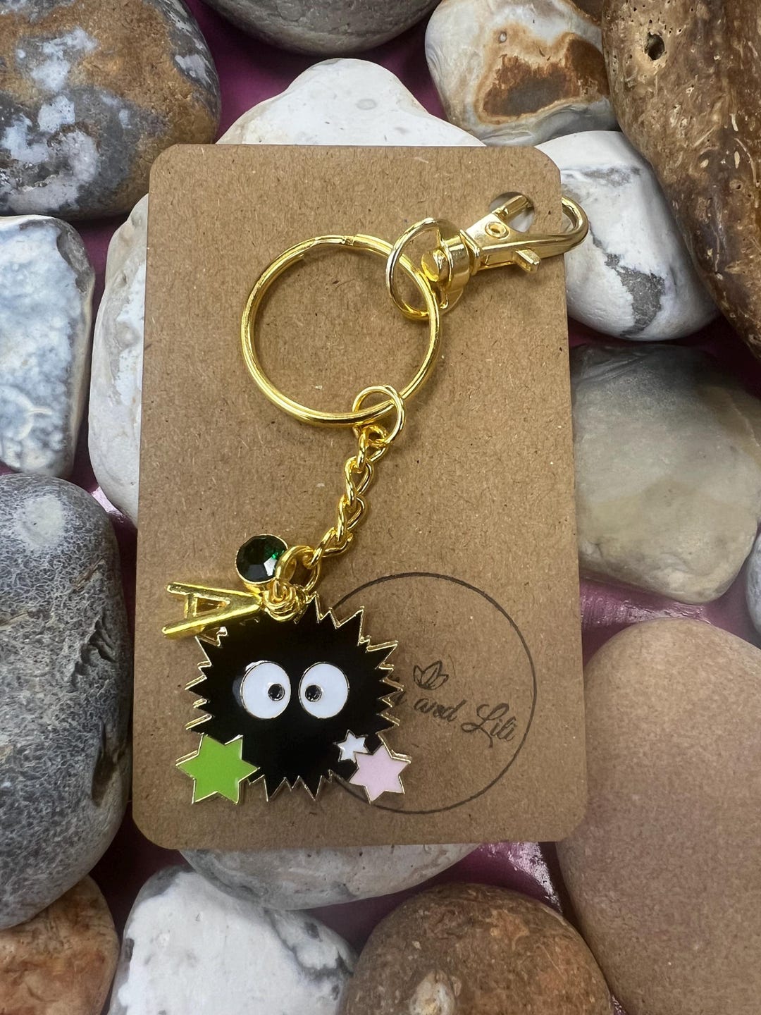 Personalized Soot Sprite Keychain: Initial & Birthstone Charm - Etsy