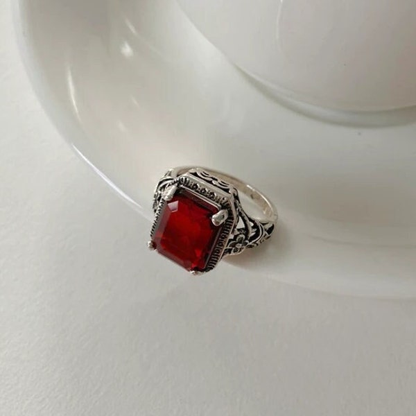 Red Stone Ring - Etsy