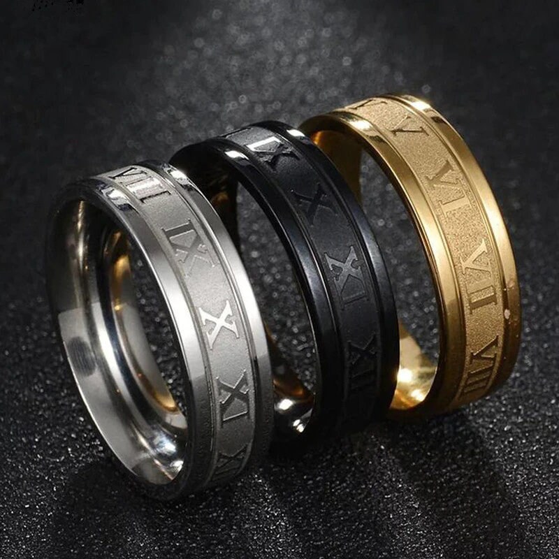2021 Vintage Roman Numerals Men Rings Temperament Fashion 6mm - Etsy UK