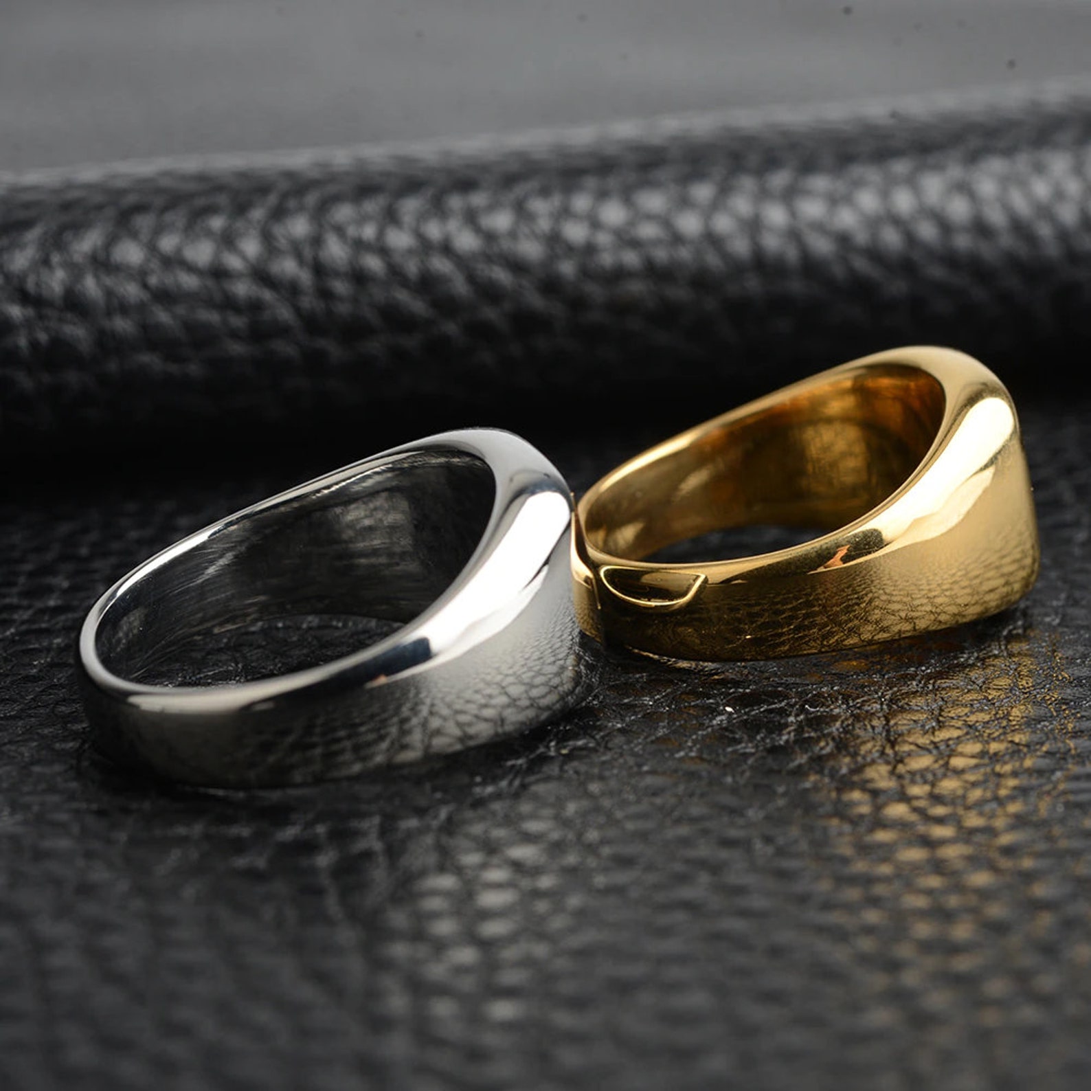 Simple Men's Ring Punk Rock Smooth 316L Stainless Steel - Etsy