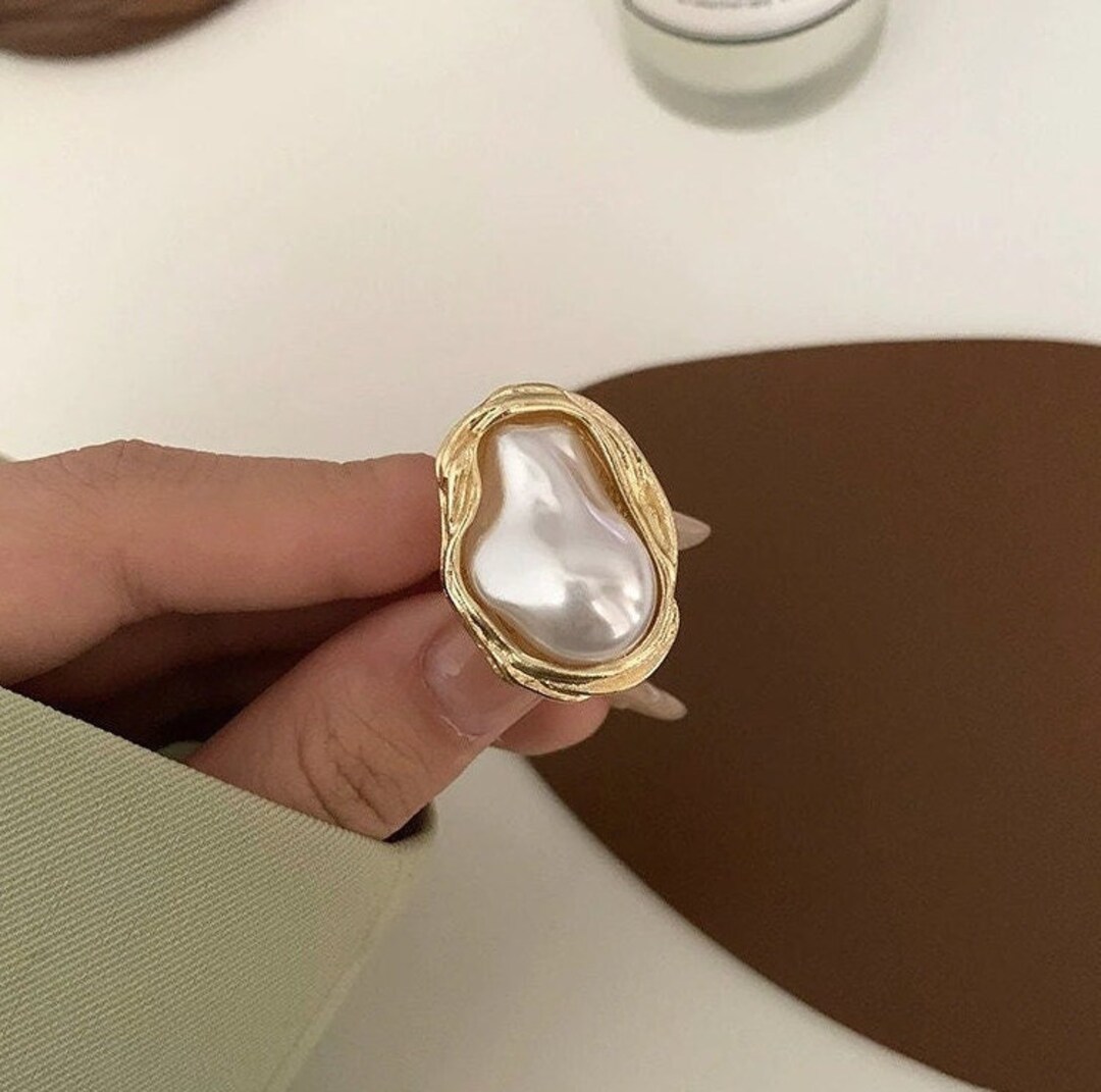 New Fashion Geometrical Irregular Baroque Pearl Ring for Women - Etsy