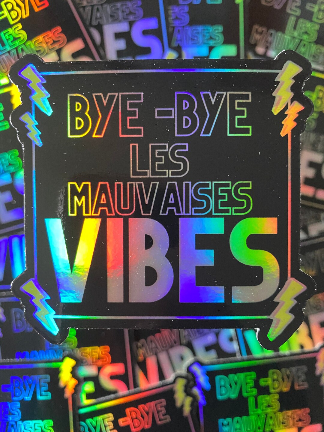 Christian Vinyl Stickers Bye bye Bad Vibes Holographic - Etsy