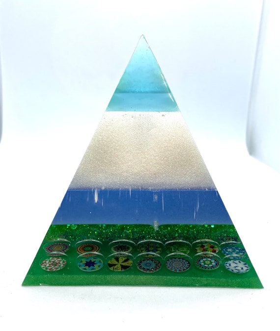Resin Pyramid Shades of Blue and Green With Decorative | Etsy